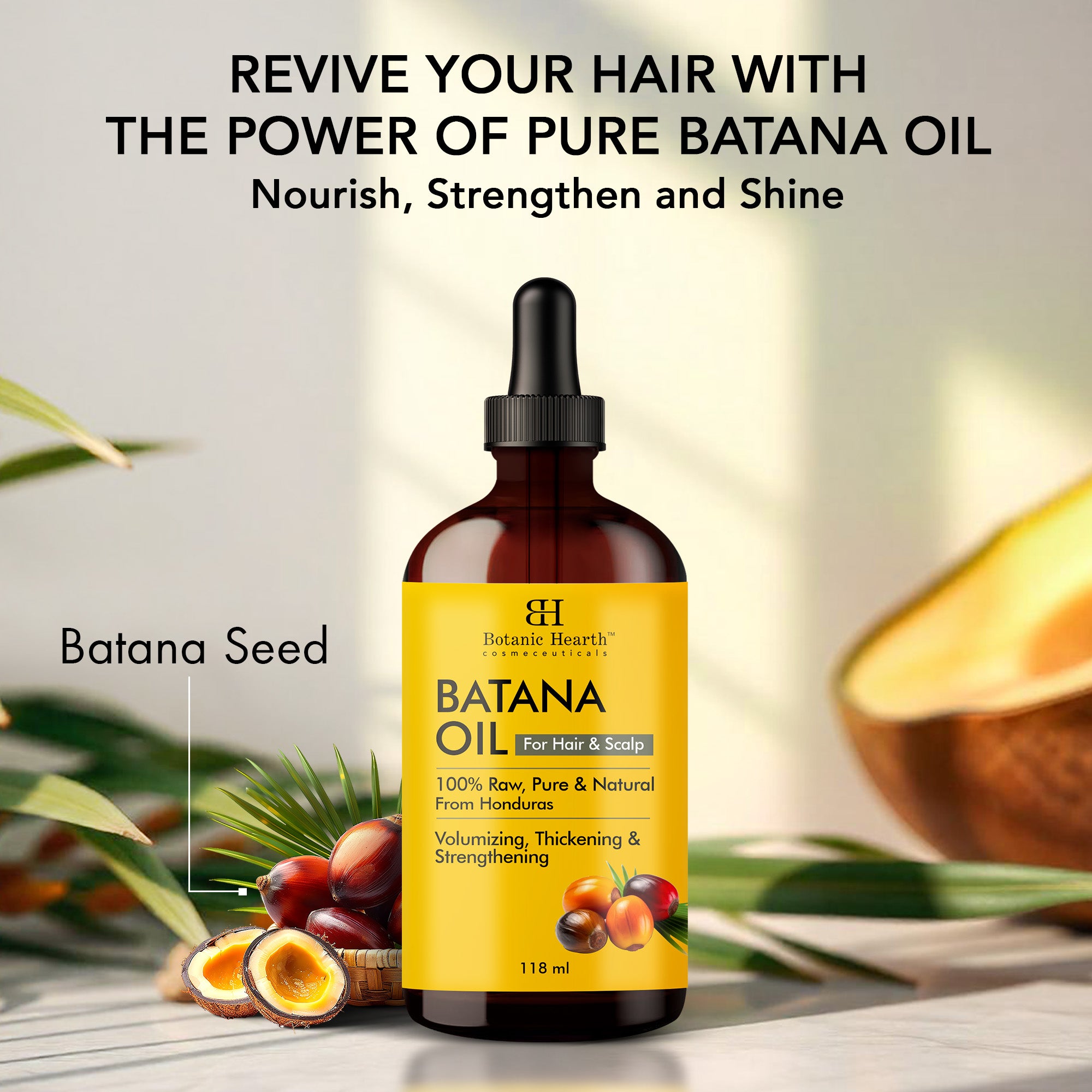100% Pure Raw Batana Oil for Hair Growth - 118ml – Botanic Hearth