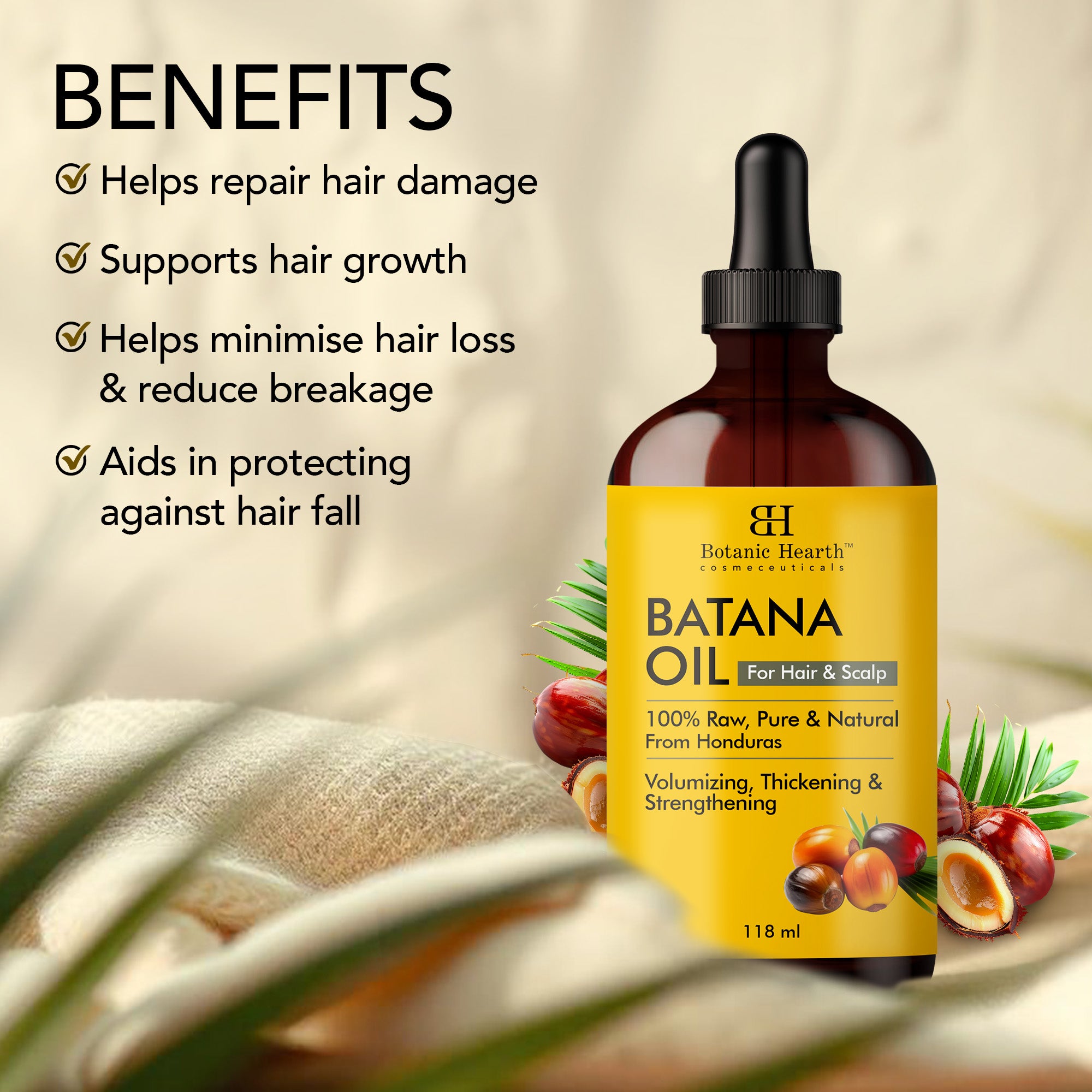 100% Pure Raw Batana Oil for Hair Growth - 118ml – Botanic Hearth