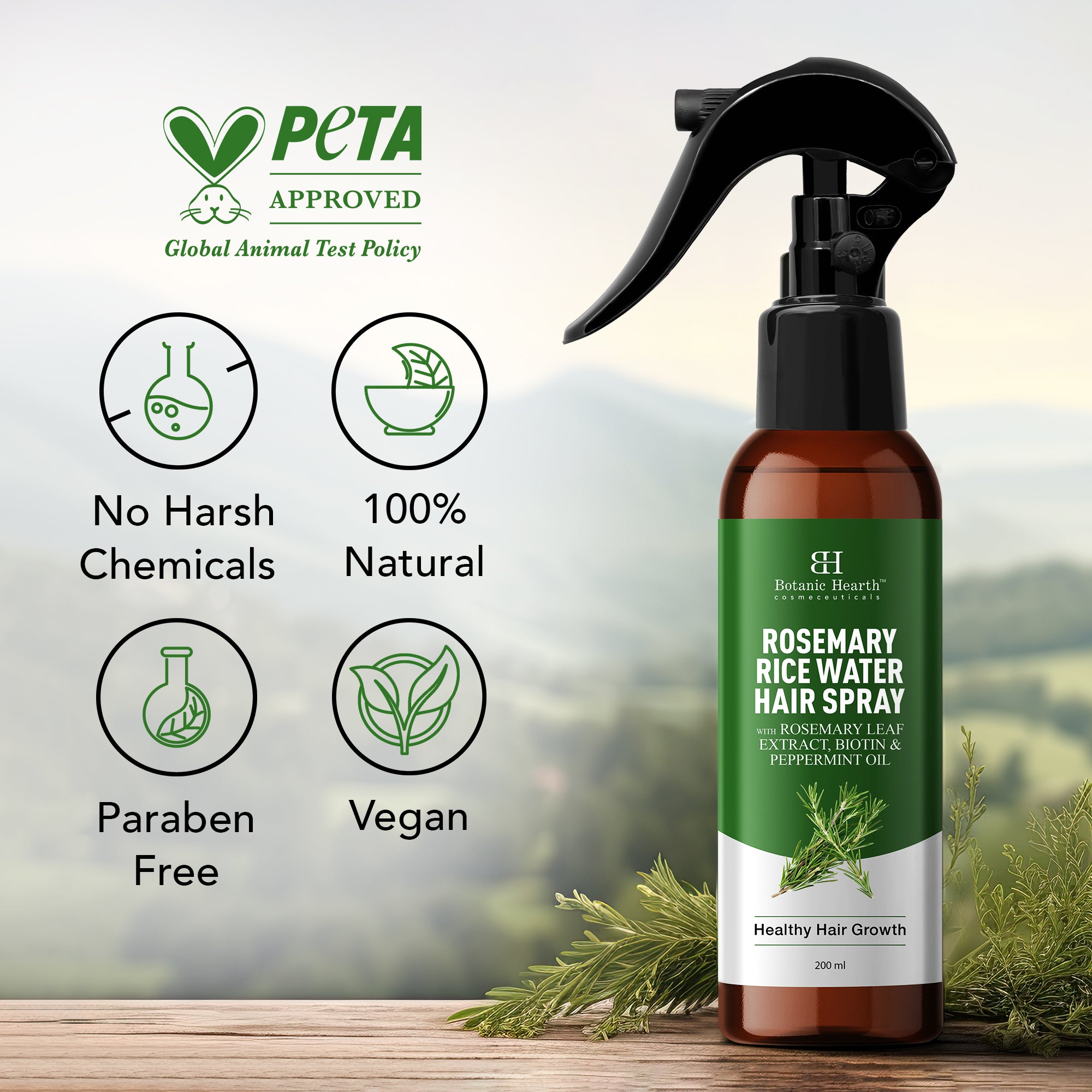 Rosemary Rice Water Hair Spray - 200ml – Botanic Hearth