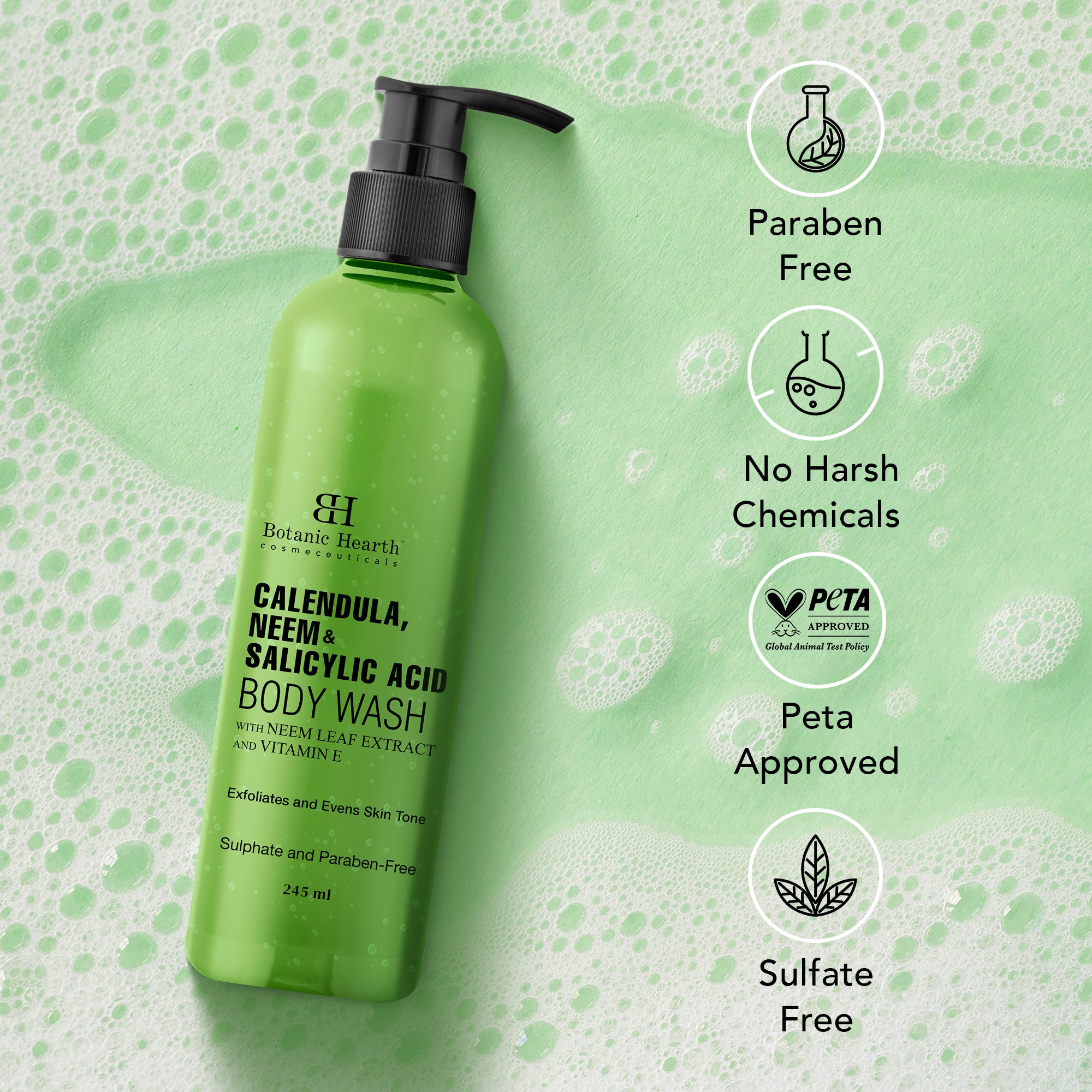 Botanic Hearth Calendula , Neem and Salicylic Acid Body Wash 245 ml