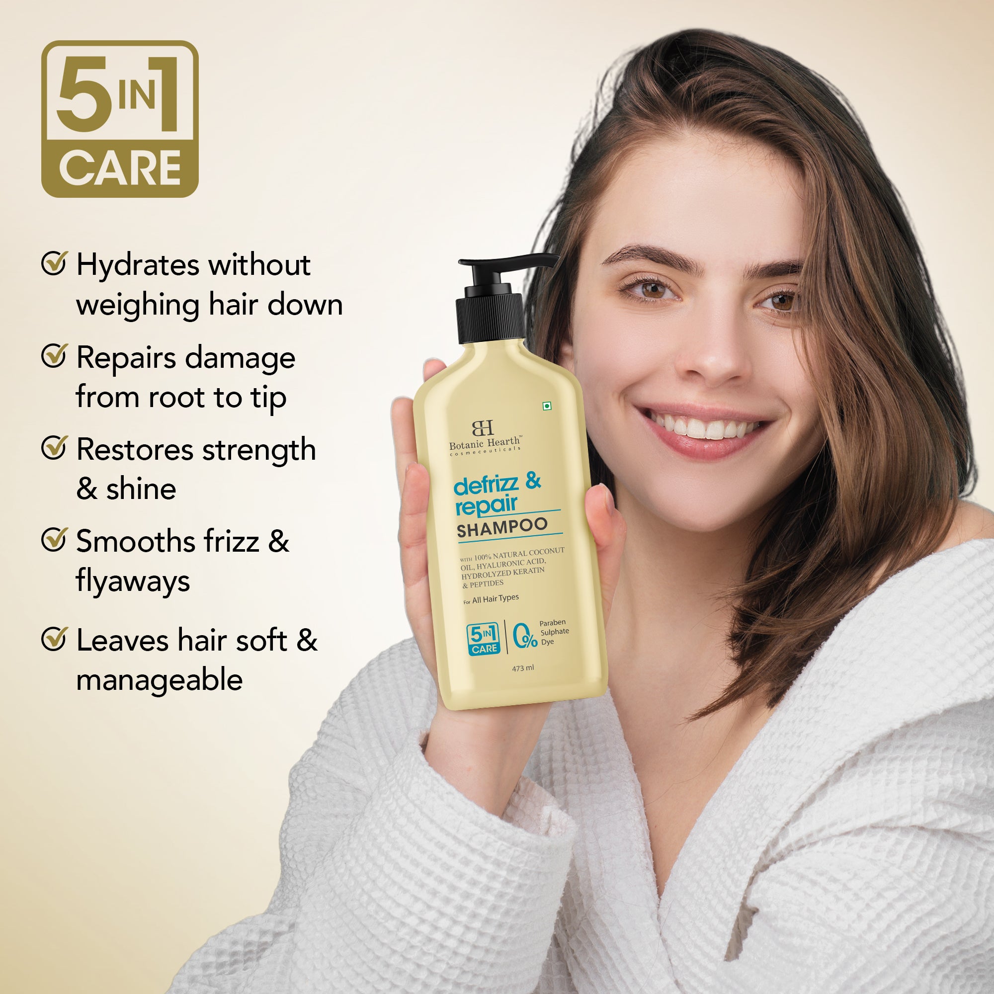 Defrizz & Repair Shampoo with Coconut Oil & Peptides – Botanic Hearth