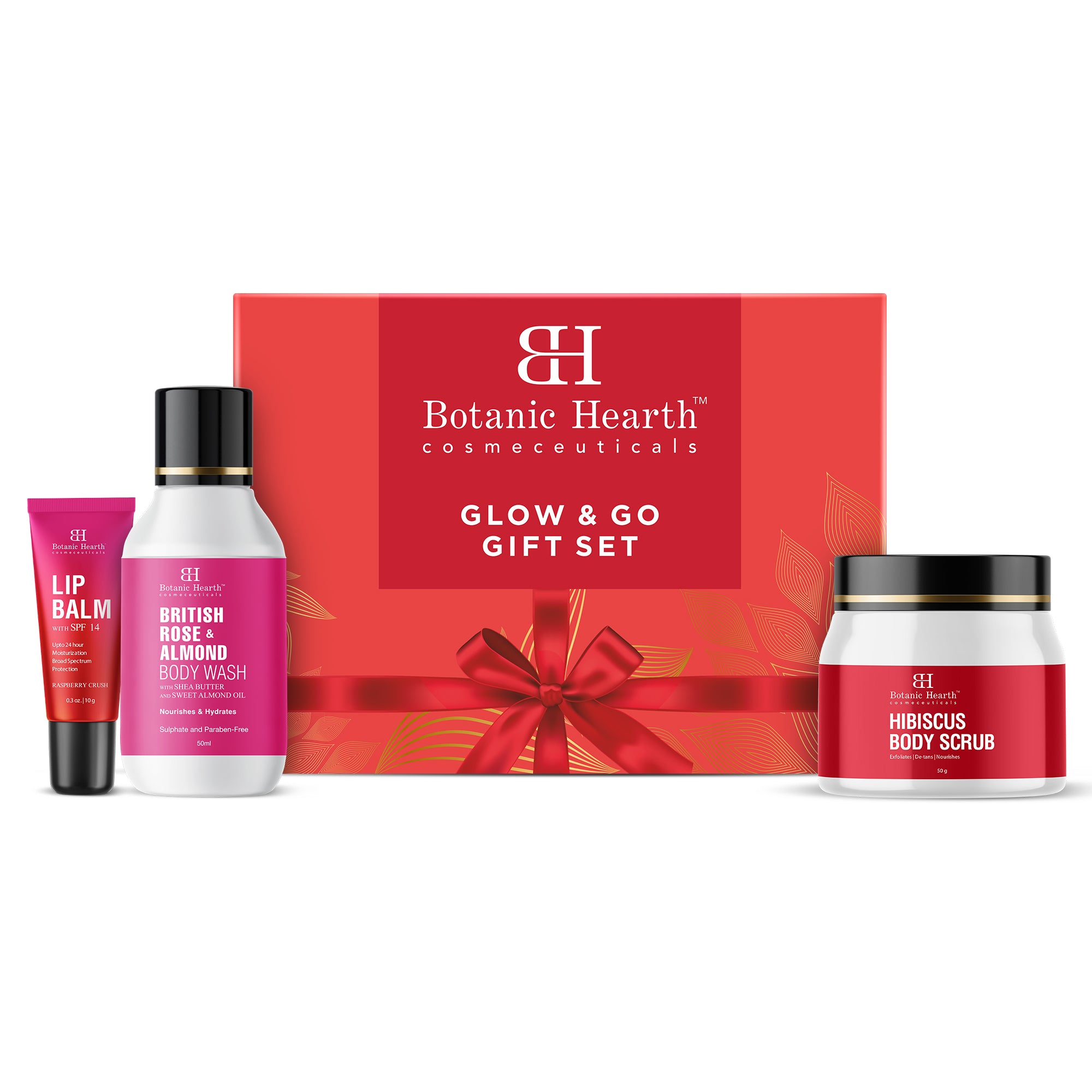 Botanic Hearth Gift Set of 3- Hibiscus Body Scrub - 50g | Raspberry Li