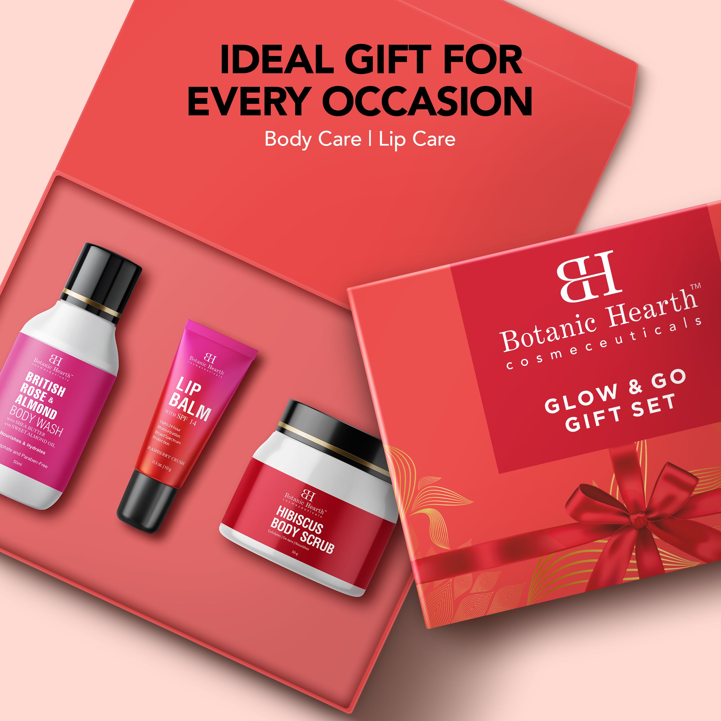 Botanic Hearth Gift Set of 3- Hibiscus Body Scrub - 50g | Raspberry Li