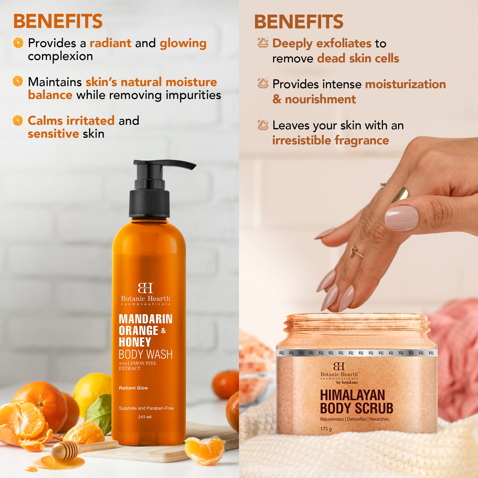 Mandarin Orange Body Wash & Himalayan Scrub Combo (Set of 2) – Botanic ...