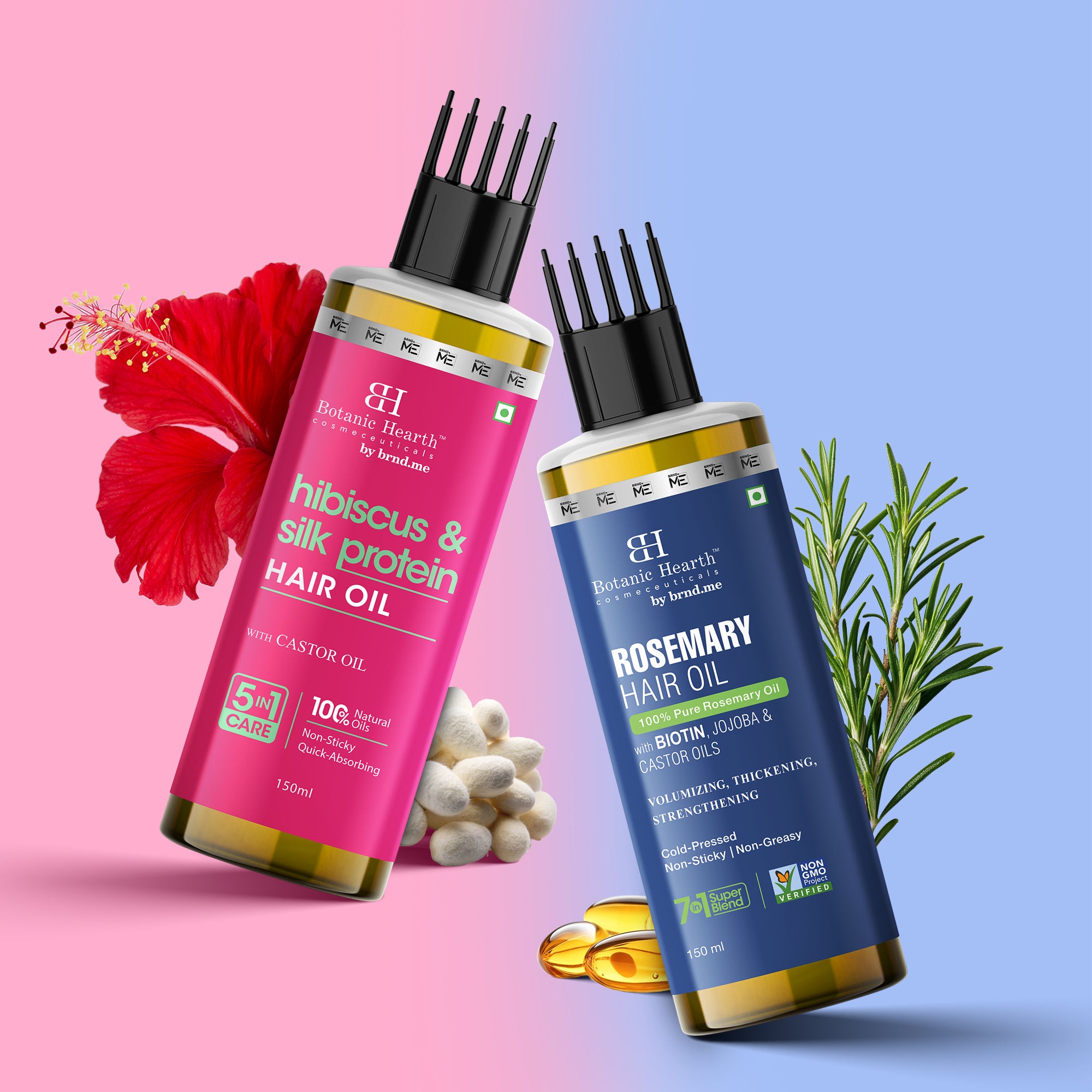 Pure Rosemary & Hibiscus Silk Protein - Hair Oil Set of 2 – Botanic Hearth