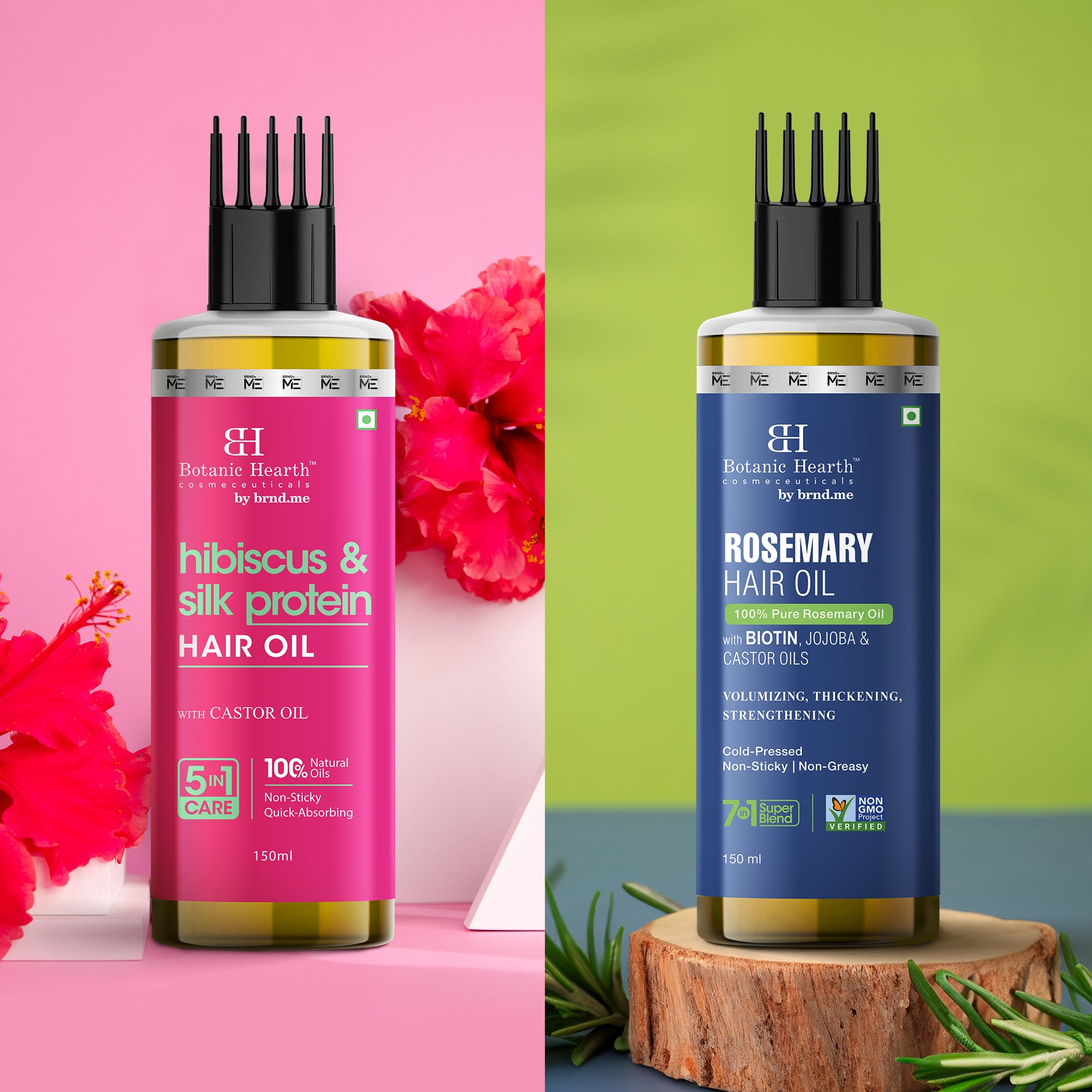 Pure Rosemary & Hibiscus Silk Protein - Hair Oil Set of 2 – Botanic Hearth