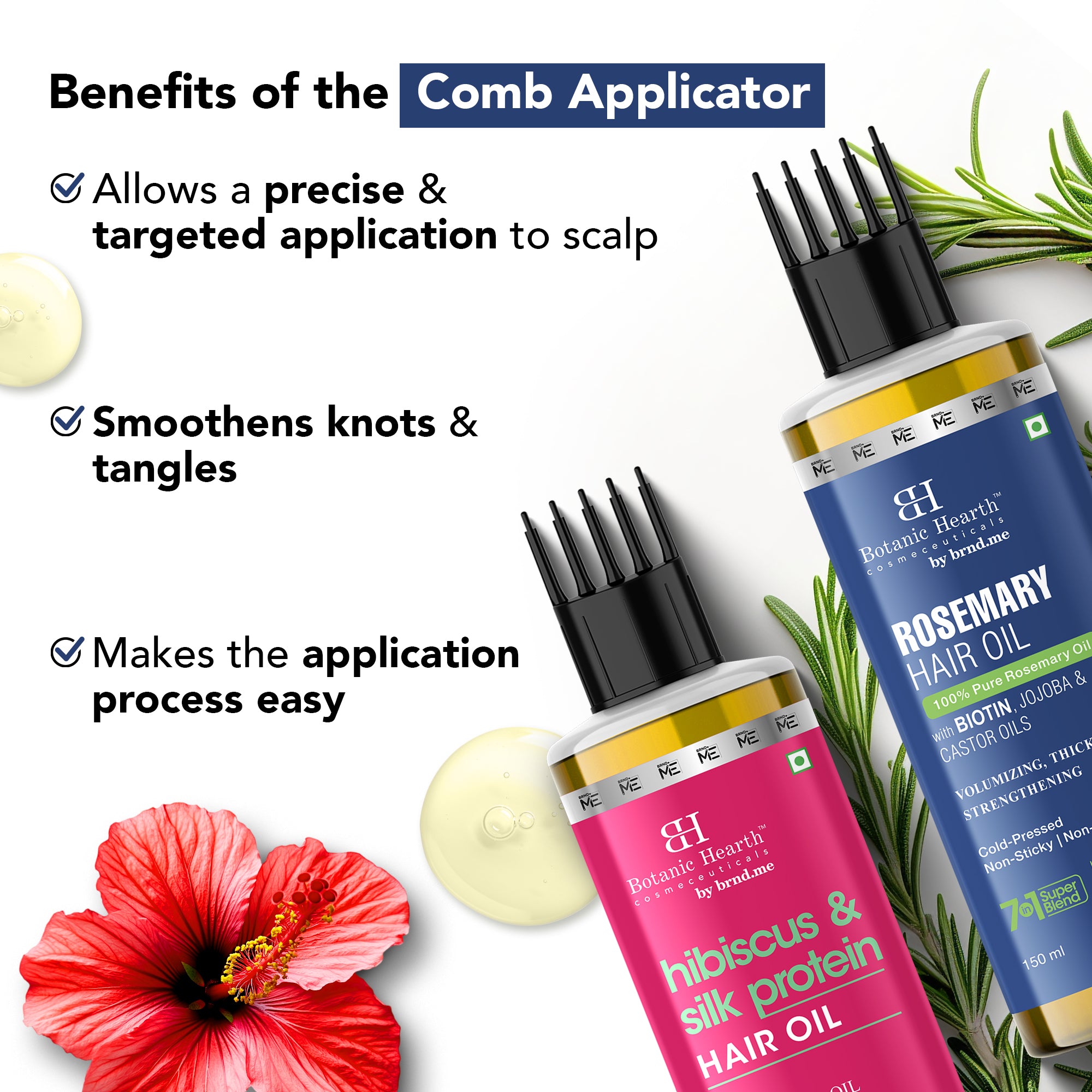 Pure Rosemary & Hibiscus Silk Protein - Hair Oil Set of 2 – Botanic Hearth