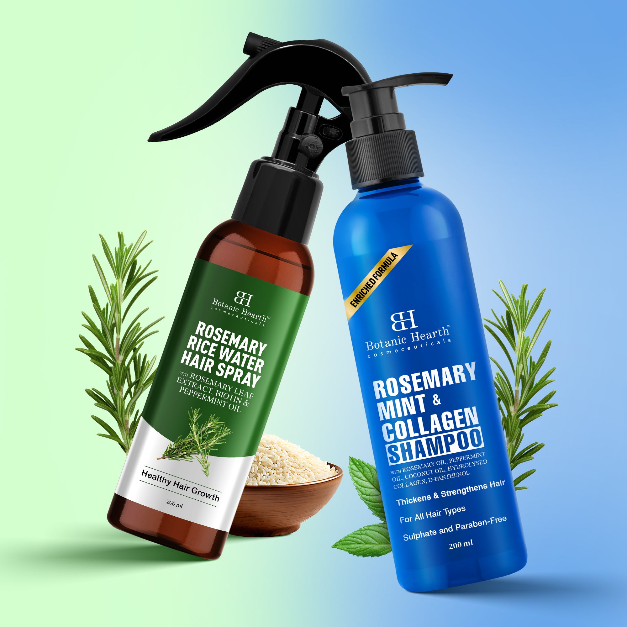 Rosemary Cleanse & Hydrate Shampoo - Spray Set – Botanic Hearth